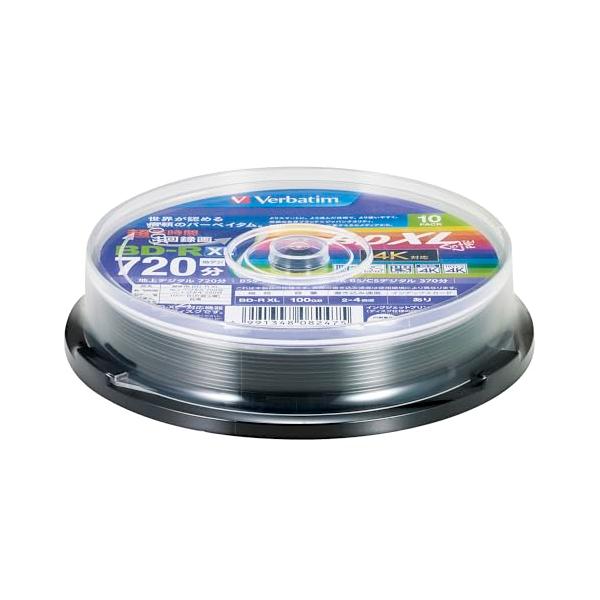 10枚スピンドルホワイトレーベル/1回録画 100GB/VBR520YP10SV2・Size:1回録画 100GBStyle:10枚スピンドル・パッケージ個数:1・品種:録画用 BD-R XL(100GB)・1回録画用・録画時間:地デジ 7...