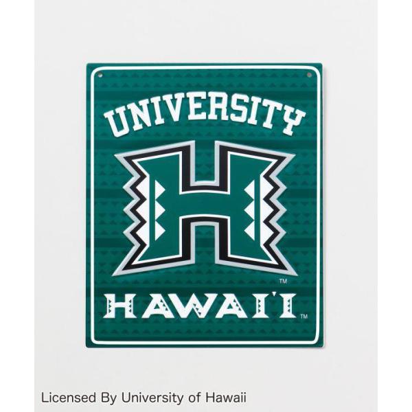University of HAWAII（ハワイ大学）のロゴ入りメタルプレートです！メタル素材で軽い為、壁にかけたり、棚にかざったりとお好きなところに飾る事ができます！お部屋に飾るだけでグッとHAWAIIの雰囲気に。【カラー】GREEN【サ...
