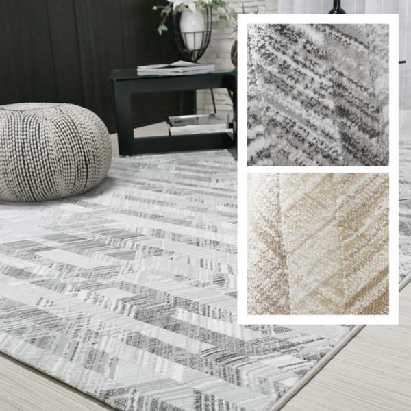 商品動画をぜひご覧ください（「もっと見る」をタップ）百貨店のインテリアフェア、高級家具市でも紹介・販売されている敷物です。ハイセンスでハイクラスなプレミアムな輸入ラグが破格のお買い得価格。落ち着いた雰囲気でシンプルな色合いの幾何学柄、矢羽根...