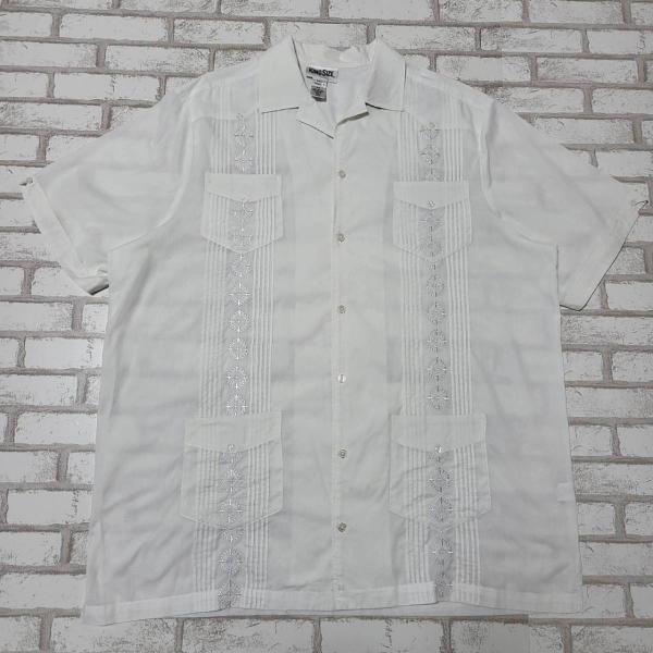 【ブランド】KINGSIZE海外ブランド【生産国】中国【コンディションランク】Bランク表面・シミ背面・線上の汚れ【表記サイズ】２XL【実寸サイズ：ｃｍ】着丈:88肩幅:54身幅:73袖丈:32【素材】コットン55％ポリエステル45％【色】白...