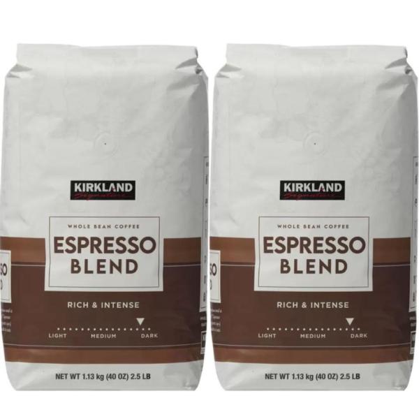 カークランドシグネチャーのエスプレッソコーヒー豆原産国名:アメリカコーヒーの入れ方：大さじ2杯(10g)に180mlの水が目安です。時期により生豆生産国は変動します。コストコ エスプレッソ コーヒー豆 1.13kg×2個 カークランド