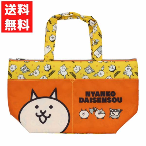 ランチトートバッグ＜にゃんこ大戦争＞レジャーにぴったりなランチバッグが登場！ランチトートバッグ・内側は保冷シート付き・便利な側面ポケット付き原産国：中国表生地／ポリエステル裏生地／EVA樹脂【商品サイズ】約W34.2×H19×D12.8cm