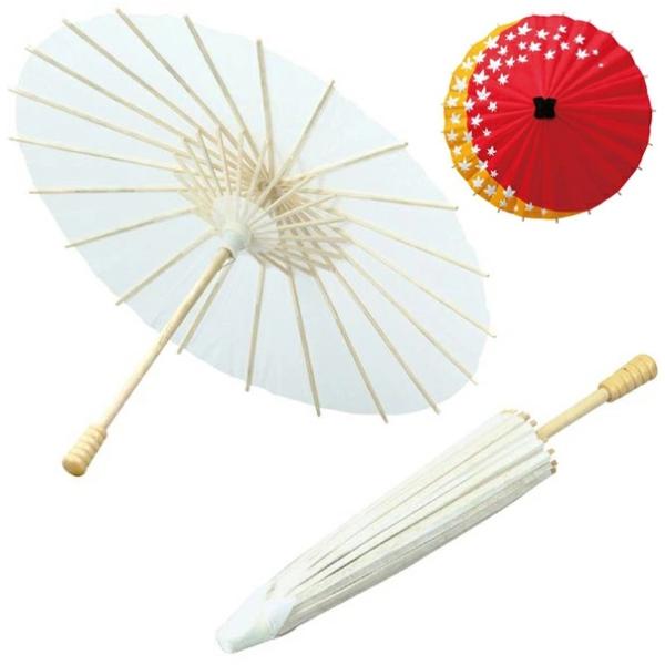 お絵かきデザイン和傘  100個セット販売水墨画・デザインなど自由な表現が可能な和傘が新登場！組立済みなので絵を描くだけで仕上がる和傘です。描画材を変えると、ポップなものから水墨画風なものまで自由な表現が可能です。使用できる主な画材：墨・水...