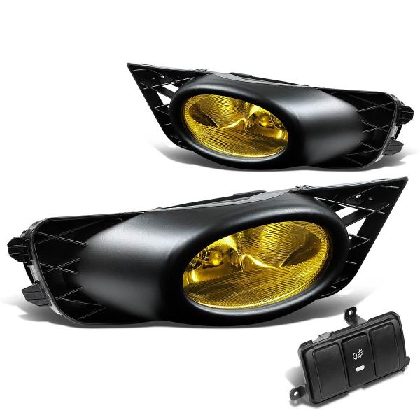 商品名: ホンダ シビック FA1 セダン バンパー ドライビング フォグライト + 配線キット + スイッチ + ベゼル (アンバーレンズ) ペア Auto Dynasty Pair of Amber Lens Bumper Drivin...