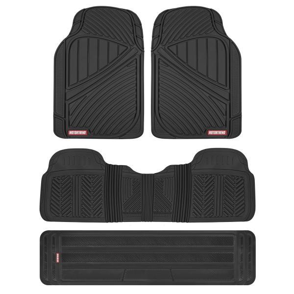 商品名: 3列 フレックスタフ ゴムマット ブラック MT-773-801-BK Motor Trend 3 Row Odorless Rubber Floor Mats &amp; Liners for Car SUV Van, Dura...