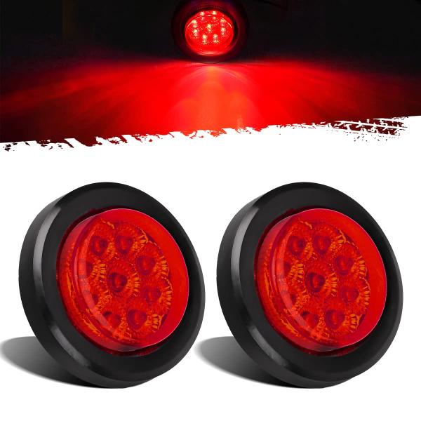 商品名: Partsam 2インチ 2インチ ラウンド LED サイドマーカー 2インチ クリアランスライト レッド 9LED リフレクター付き 防水 密閉 フェンダーキャブパネルライト グロメットとピグテール付き トレーラートラック用 P...