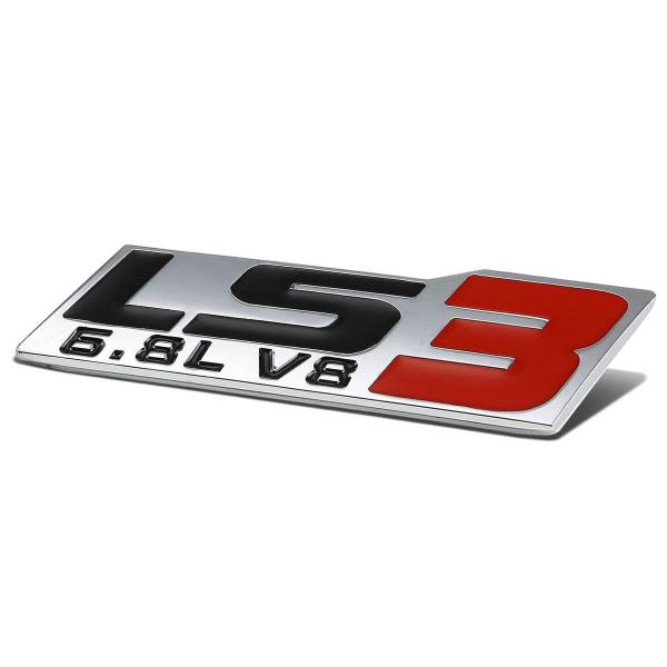 商品名: em-l-68l-ls3-vr ブラック AD-EM-L-68L-LS3-BK-RD Auto Dynasty Metal Emblem Decal Logo Trim Badge 6.8L LS3 V8 (Black &amp;...