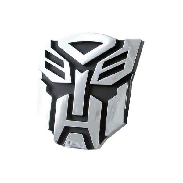 商品名: Qiyun Transformers Autobots Logo 3D Car Hood Ornament / Decal Autobot Chrome Finish PVC Car Auto Emblem - 5" Tallブラ...