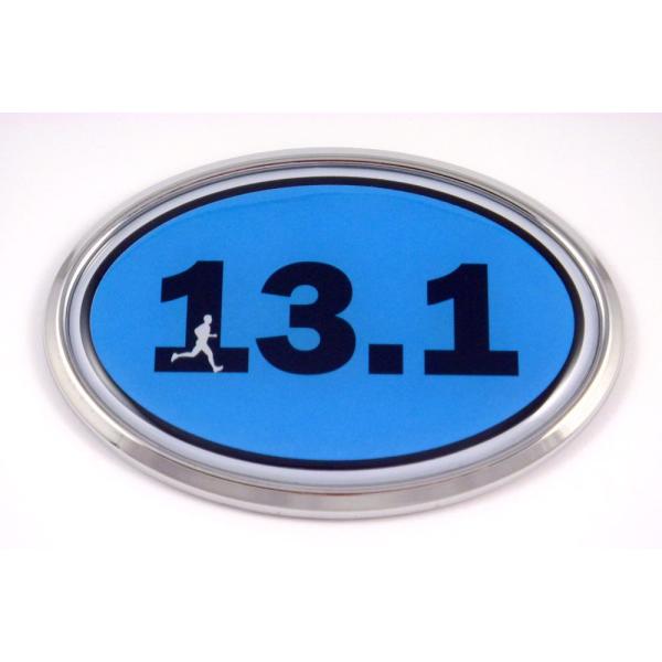 商品名: 13.1 Halfマラソンランナーエンブレムクローム車デカールブルー自動ドームステッカーManメンズスポーツ 13.1 Half Marathon Runner Emblem Chrome car Decal Blue auto ...
