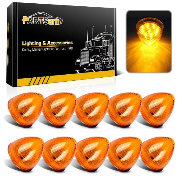 商品名: Partsam 10個 2インチ アンバー 9LED サイドマーカーライト 2インチ ハチの巣ライト ラウンドコーン クリアランスライト 12Vトレーラートラック用 Peterbilt Kenworth Freightliner用...