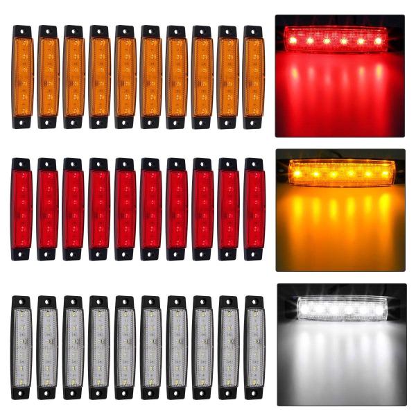 商品名: Partsam 30個 3.8インチ スリム 6LED サイドマーカー クリアランスライトインジケーター トラック トレーラー RV キャンパー オートバイ トラクター ピックアップボート用 (赤10個+アンバー10個+ホワイト1...