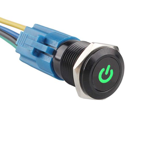 商品名:  ESUPPORT 16mm 12V 3A Car Green LED Light Power Metal Push Button Toggle Switch Socket Plug Latching Black Shellブラン...