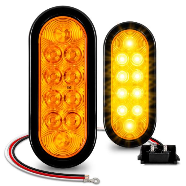 商品名: TRUE MODS 2個 6インチ アンバー 楕円形 LED トレーラーテールライトキット [DOT FMVSS 108] [SAE I6] [グロメット&amp;プラグ] [IP67防水] [パーク&amp;ウインカー] ボート...