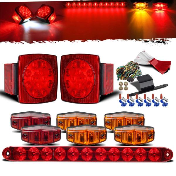 商品名:  Partsam Submersible Under 80" LED Trailer Light Kit,Square Stop Turn Tail RV Truck Lights w/Wire &amp;Bracket,Red/...