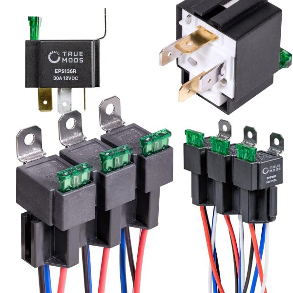 商品名: 6 Pack 4-Pin 12V Bosch Style Fused Relay Switch Kit [Interlocking Harness Socket Holder] [14 AWG Hot Wires] [SPST] ...