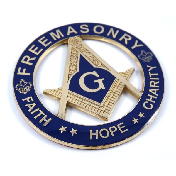 商品名: 車用クロームデカール フリーメイソン、信仰希望とチャリティ 3インチ メタルエンブレム 3D フリーメーソンデカール MAS4 Car Chrome Decals Freemason, Faith Hope and Charity...