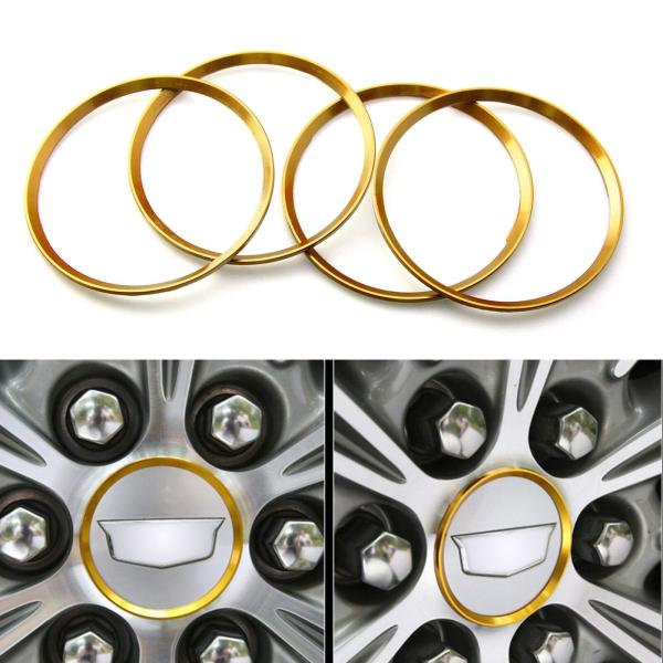 商品名: 4個合金車ホイールリムセンターキャップハブリング装飾用キャデラック #KR13GD Xotic Tech 4pcs Aluminum Wheel Hub Logo Center Cap Surrounding Ring Cover...
