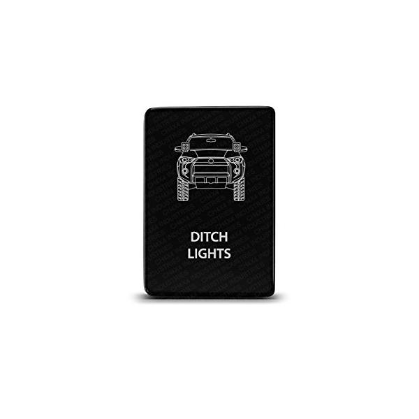 商品名: CH4X4 小型プッシュスイッチ トヨタ4ランナー用 - ディッチライトシンボル - ブルーLED CH4X4 Small Push Switch for Toyota 4Runner 12V 3Amp - Ditch Light...