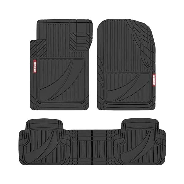 商品名: Motor Trend FlexTough〓 アドバンストブラックラバーカーフロアマット ? 車/トラック/SUV用の全天候型フロアマットにフィットする高耐久トリム - 自動車内装フロアライナー保護 - ユニバーサルフィット Mo...