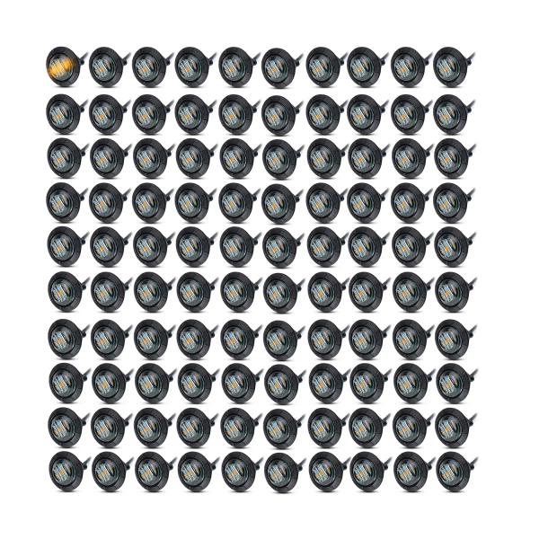 商品名: Meerkatt (100個パック) 3/4インチ ミニラウンドスモークレンズ アンバー LED サイドマーカー インジケーターライト ユニバーサル クリアランスランプ RVトレーラー トラック ボート 防水 12V DC付属 ブ...