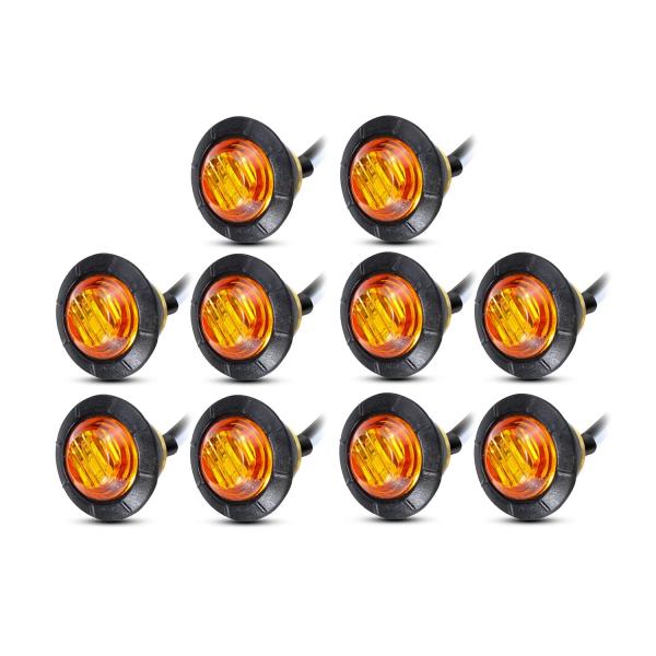 商品名: Meerkatt (10 個パック) 3/4インチ サイドLEDマーカー サイドライト 10-3led-Y Meerkatt Side Marker 3/4 Inch Mini Round Amber Light 3 LED Si...