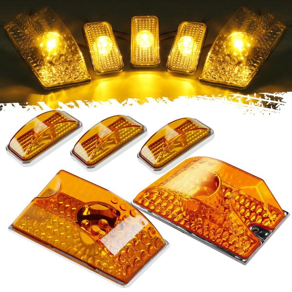 商品名:  Partsam 5pcs Cab Marker Roof Running Top Lights 264160AM Front Amber Lens Crystal Chrome Waterproof + T10 194 168 ...