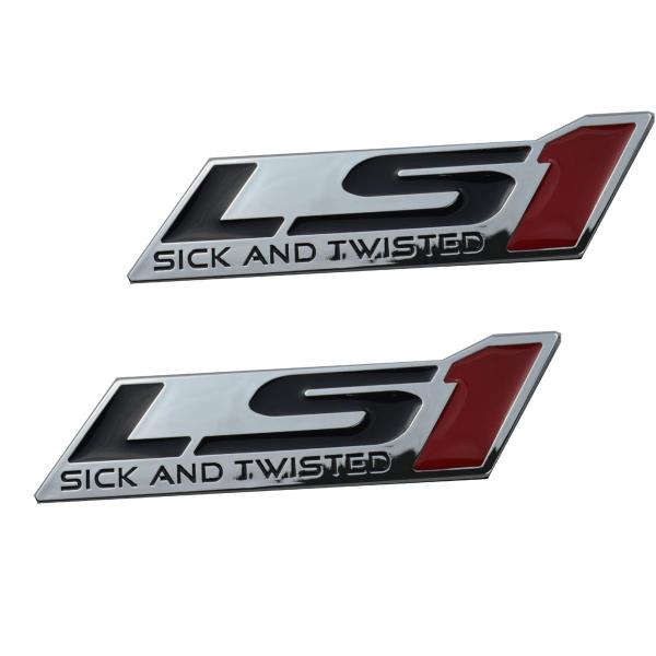 商品名: aimoll ls1 Sick and Twistedエンジンエンブレムバッジ、for GM ChevyシボレーSilveradoペアクロム。 レッド QP0513#2-FBA-liu Aimoll LS1 Sick AND TW...