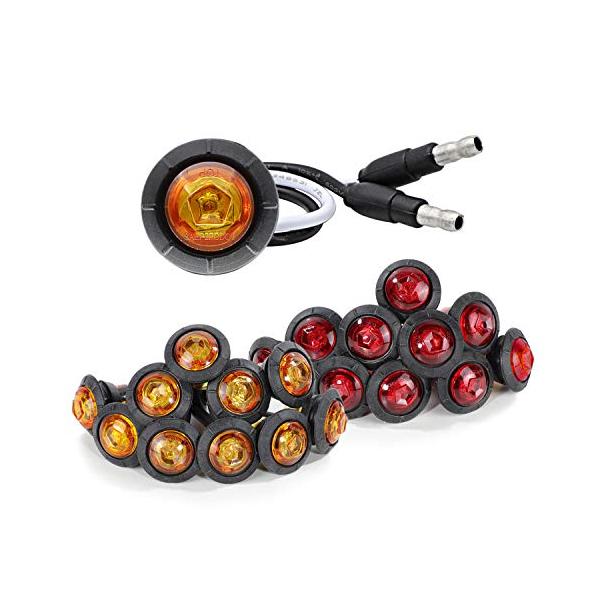 商品名:  Meerkatt (Pack of 20) 3/4 inch Mini Round 10 Amber + 10 Red LED Sealed Side Marker Kit Lights 2 Pin Plug RV Truck ...