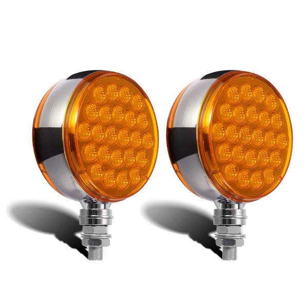 商品名: Partsam 2個 ラウンド ダブルフェイス アンバー 48LED ペデスタル フェンダー リア ウインカー パーキング ライト ポストマウント、デュアルフェイス LED マーカー トレーラー ライト 交換用 ヘビーデューティ ...