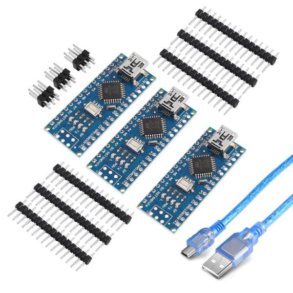 商品名: AiTrip Arduino Nano V3.0用 ミニナノボード ATmega328P 5V 16M マイクロコントローラーボードモジュール (ナノ×3とケーブル1本) unassembled 15231 AITRIP for ...