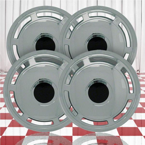 商品名: シボレーカプリス1986-1996用15インチプッシュオンクロームハブキャップ4個セット 明るいデザイン Brighter Design Set of 4 15" Push-on Chrome Hubcaps for Chevy ...