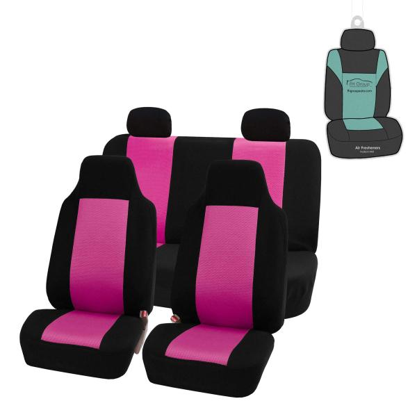 商品名: FH Group FB102114 クラシックフルセット ハイバックフラットクロスカーシートカバー ピンク/ブラック ほとんどの車 トラック SUV バンに対応 ピンク FB102114PINK-1-AMZ FH Group Fu...