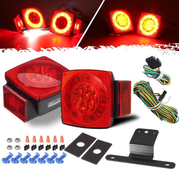 商品名:  Partsam Led Submersible Trailer Tail Lights Kit, Waterproof 12V Square LED Trailer Lights Halo Glow with Wiring Ha...