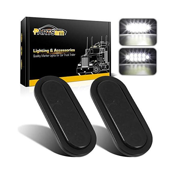 商品名: Partsam 2個 6インチ オーバル ホワイト LED トレーラーライト 10ダイオードスモークレンズ グロメットとピグテール 水中 12V 密封 RVトラック用 6個の楕円形LEDリバースライト 6個の楕円形LEDバックアッ...