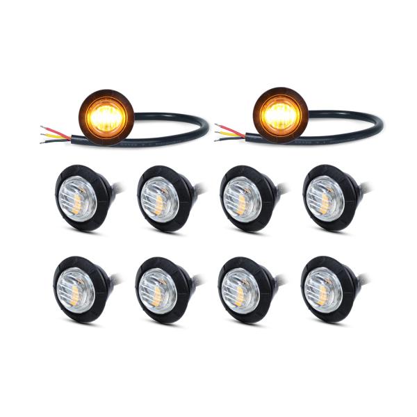 商品名:  Meerkatt (Pack of 10 3/4 Inch Mini Clear Lens Amber Light Round Side Marker Lamp 3 LED SMD 2835 Bulbs 2-Step High-...