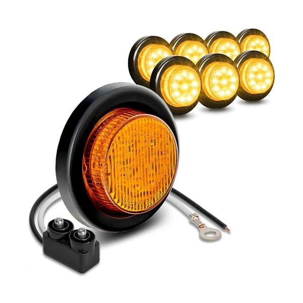 商品名: TRUE MODS 8個 2インチ 12V アンバー ラウンド LED クリアランス サイド マーカー ライト [DOT FMVSS 108] [SAE P2] [リフレクターレンズ] [グロメット&amp;プラグ] [フラッシュ...