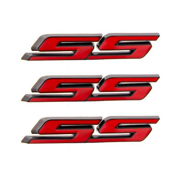 商品名: 3個 小さな傾き SS エンブレム 自動車トランクドア バンパー バッジ デカール 3D ABS ステッカー シボレー インパラ コバルト カマロ 2010-2015 (レッド) 3pcs Small Tilt SS Emblem...