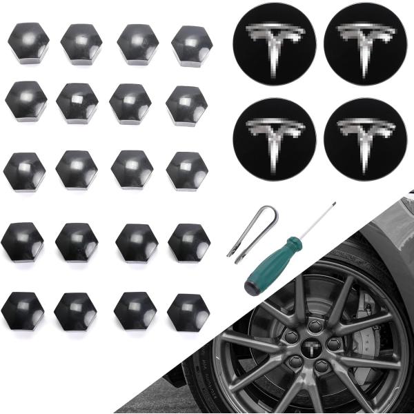 商品名: ROCCS Tesla モデル 3 S X セット エアロホイールキャップキット センターロゴエンブレム 修正ハブカバー キャップラグナットカバー付き ホワイト ROCCS Compatible with Tesla Model ...