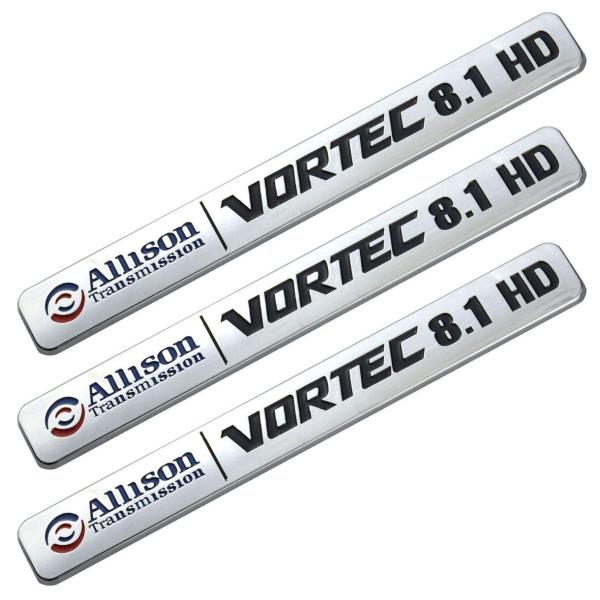 商品名: Allison Transmission 8.1 HD 8.1L Vortec エンブレムステッカー デカール バッジ 交換用 2500Hd 3500Hd GMC シルバラード シエラ トラック (クローム/ブラック) 3枚 3P...