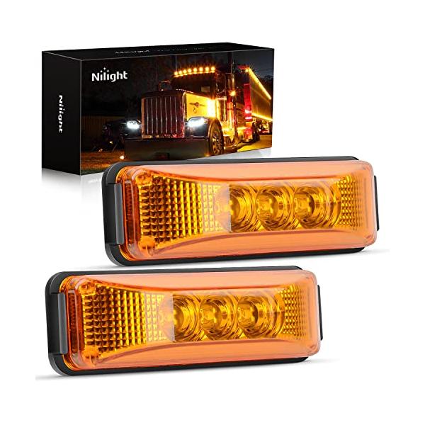 商品名:  Nilight - TL-16 2PCS 3.9 Inch 3 LED Truck Trailer Amber Light Front Rear LED Side Marker Lights Clearance Indicato...