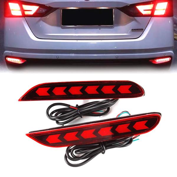 商品名: PGONE レッドLEDリアバンパーリフレクター フォグブレーキテールライトランプアクセサリーキット 日産アルティマセダン、ローグ、ローグスポーツ、インフィニティQ50 Q70など用 PGONE Red LED Rear Bump...