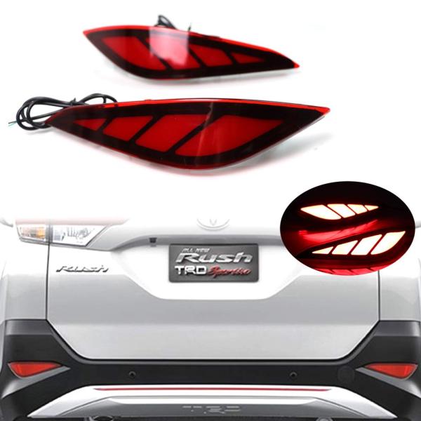 商品名:  PGONE 3D Optic Red LED Rear Bumper Reflectors Fog Brake Tail Lights Lamps For 2018 2019 Toyota Rush accessories (R...