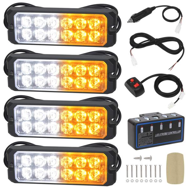 商品名: LINKITOM Luces estrobosc〓picas de advertencia de peligro de emergencia con 12-24 V y 12 LED superbrillantes, con ca...