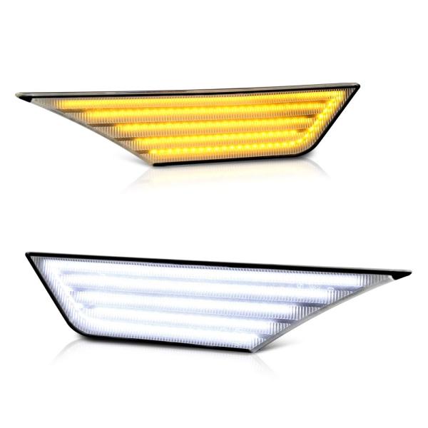 商品名: 【スイッチバック+シーケンシャルウインカー】VIPMOTOZ フルホワイト&amp;アンバー LED フロントサイドマーカー ウインカーライト 2016-2021 ホンダ シビック 運転席 助手席側 [Switchback + S...