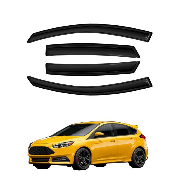 商品名:  Gldifa 4pc Sun Rain Guards Window Visor Wind Deflector Compatible with Ford Focus Sedan 00-05 4 Door Smoke 94736ブラ...