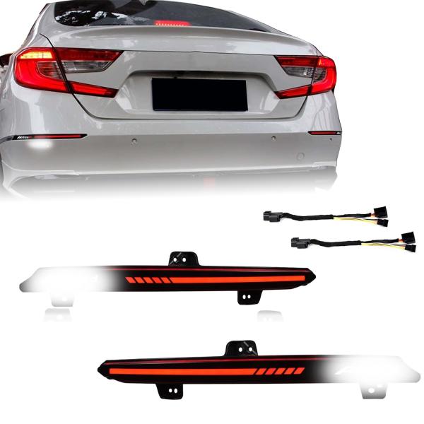 商品名:  PGTOPONE Smoked Lens Rear Fog Light Bumper Reflector Brake Tail Sequential Flash Singal Lights Lamp For 2018-2020 ...