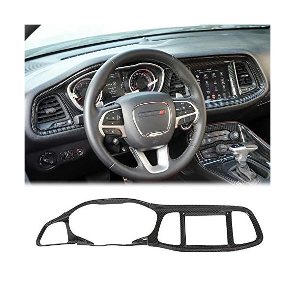 商品名: JeCar センターコンソールダッシュボードパネルトリムインテリア装飾アクセサリー Dodge Challenger 2015-2019用 カーボンファイバーテクスチャ JeCar Center Console Dashboard...