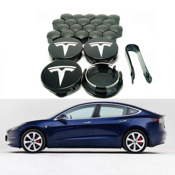 商品名:  Wheel Cover Trim Wheel Hub Cap Kit for Tesla model 3 Wheel Accessories Model 3 Hub Cover Car Emblem Badge + Lug Nu...