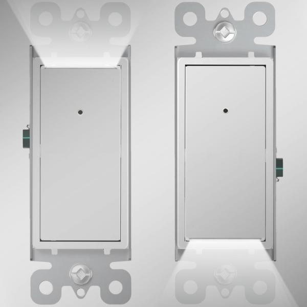 商品名: SOZULAMP 3ウェイライトスイッチ ナイトライト付き 取り付け簡単 ニュートラル不要 イルミネーションデコラパドル ホワイトウォール 3ウェイスイッチ ライトセンサー付き 15アンペア 110V 住宅グレード(2パック、デイ...