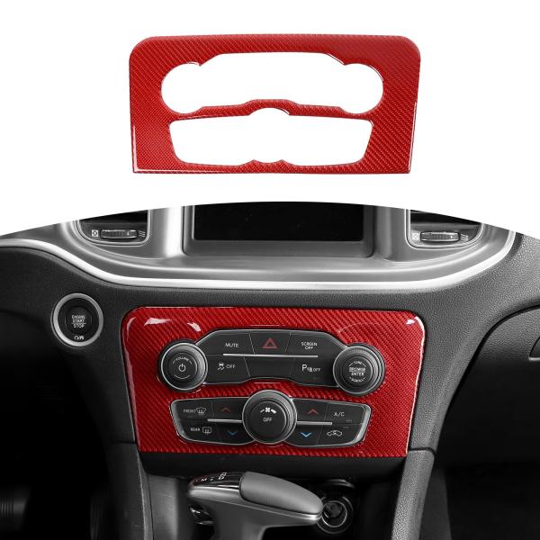 商品名:  RT-TCZ for Charger Dashboard Center Console Control Panel Trim Cover for Dodge Charger 2015 up Soft Red Carbon Fib...